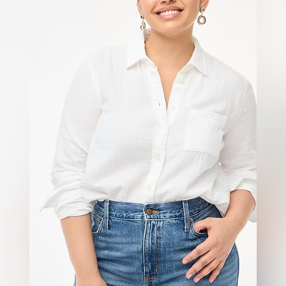 J. Crew Factory | Tops | J Crew Factory Gauze Buttonup Shirt Size Xl White By43 | Poshmark